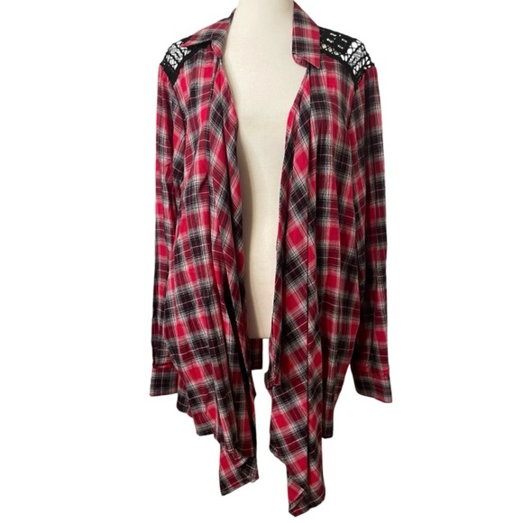 Democracy | Sweaters | Democracy Red And Black Plaid Flannel And Lace ...